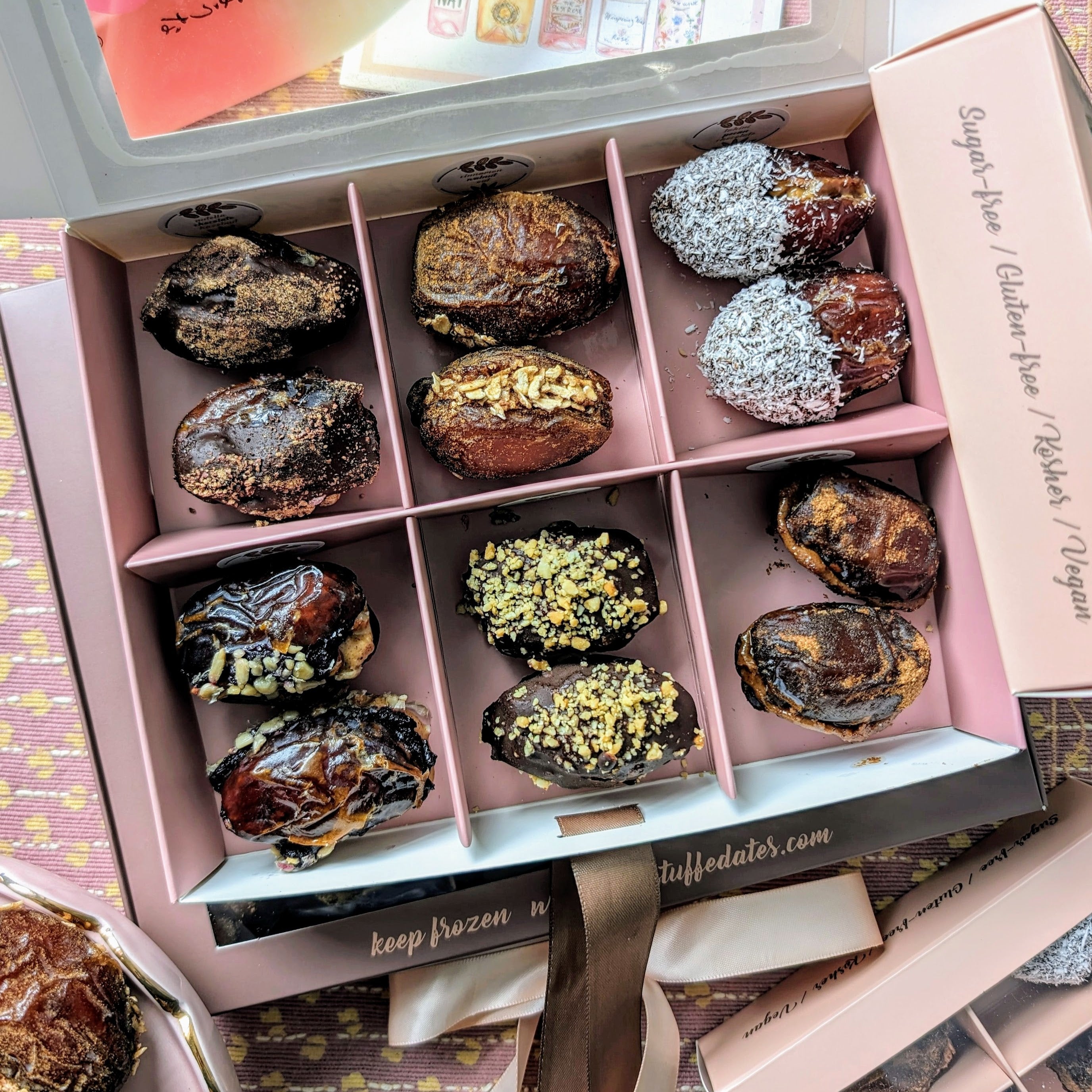 Healthy Medjool Stuffed Dates Kosher Food Gift Box Basket 6 Flavor ...